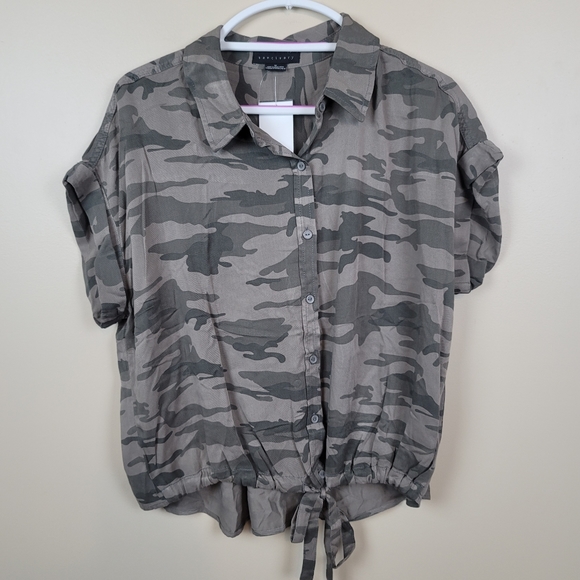 Sanctuary | Tops | Nwt Sanctuary Camo Button Down Tie Front Top | Poshmark